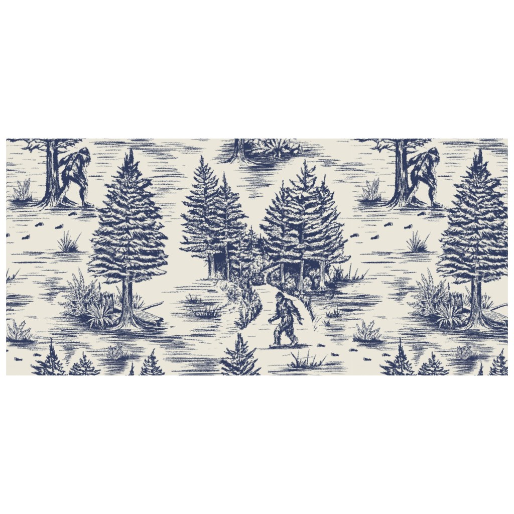 Bigfoot / Sasquatch Toile De Jouy - Blue Acrylic Tumbler with Straw ...
