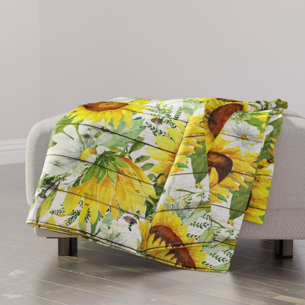 Watercolor Sunflowers and Daisies - Multi Blanket | Shutterfly
