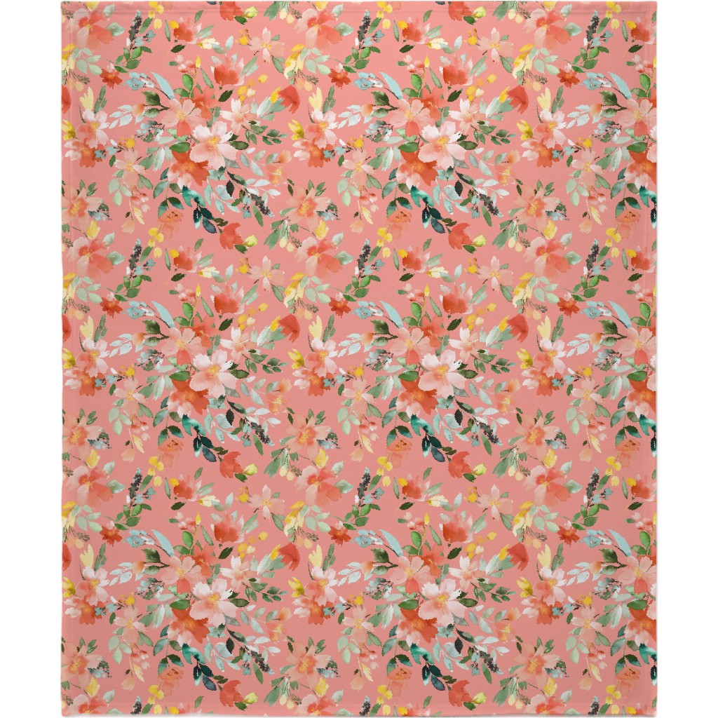Summery Oleander Floral - Coral Pink Blanket | Shutterfly