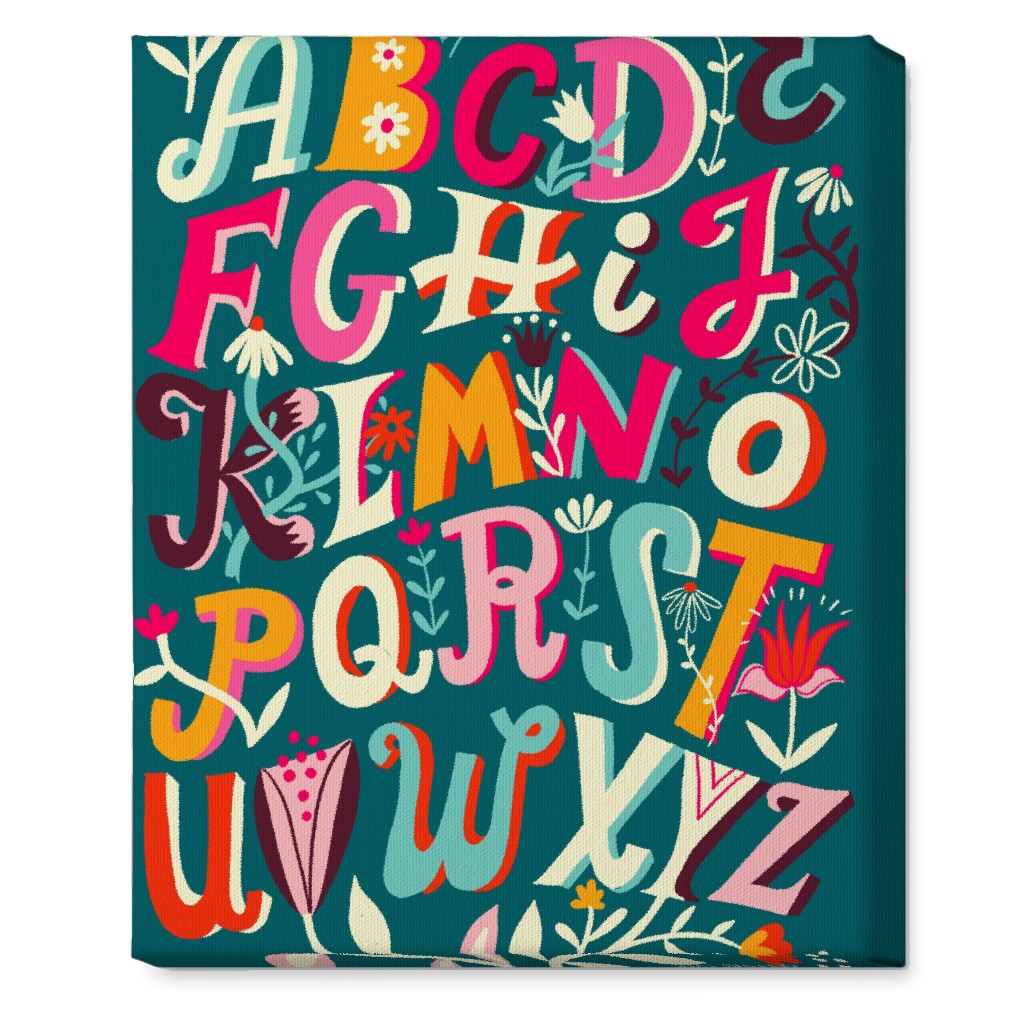 Flowering Alphabet - Teal Canvas Print | Shutterfly
