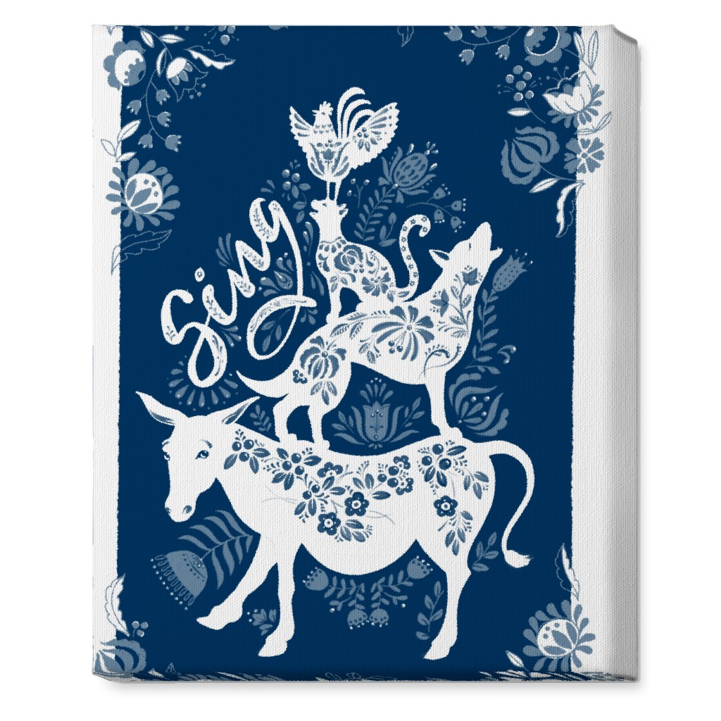 Musicians of Bremen Folkart - Blue Wall Art | Shutterfly