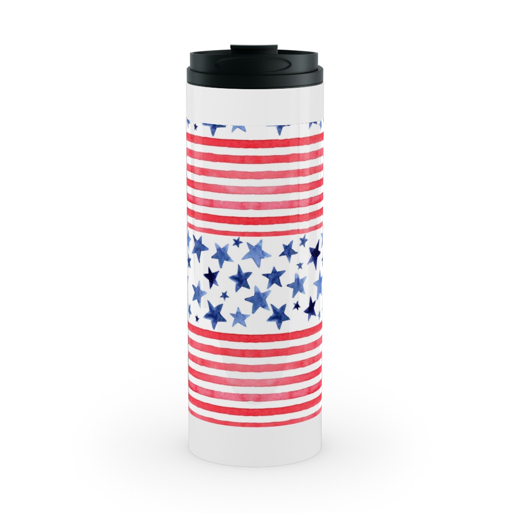 Watercolor Stars and Stripes - Red White and Blue Stainless Mug ...