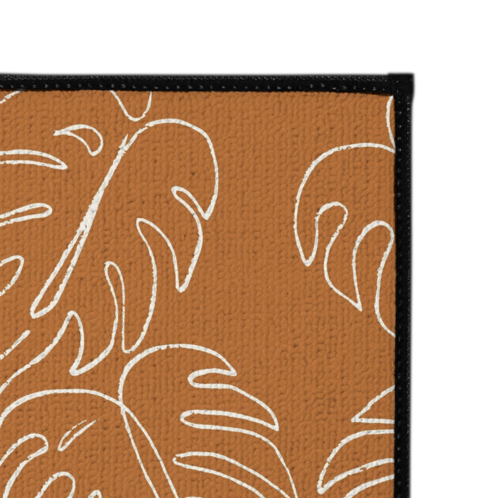 Monstera Line Art - Burnt Orange Door Mat | Shutterfly