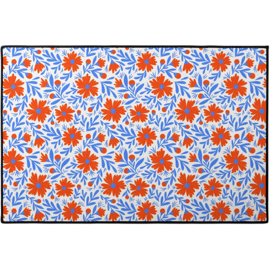 Floral Drop - Red and Blue Door Mat | Shutterfly
