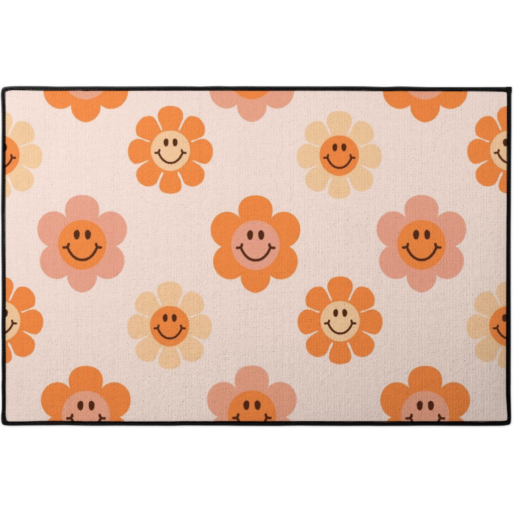 Smiley Floral - Orange Door Mat | Shutterfly