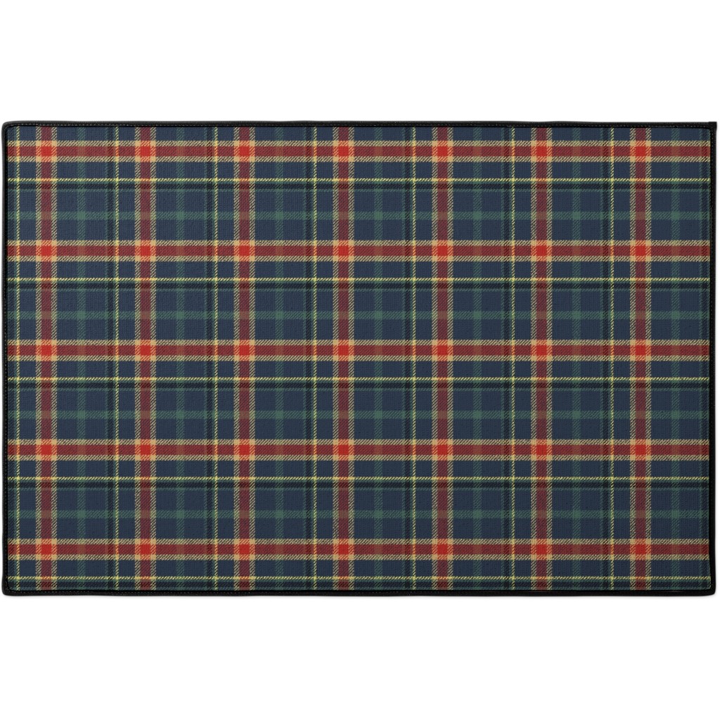 Navy Blue and Pine Plaid Door Mat | Shutterfly