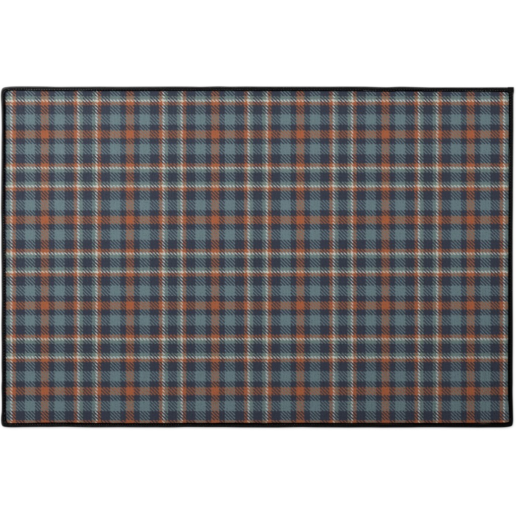 Plaid - Terracotta and Blue Door Mat | Shutterfly