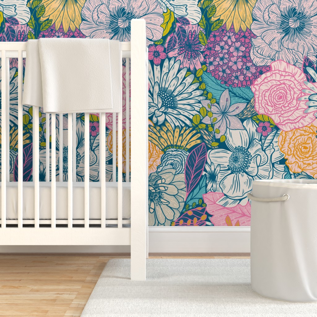 Floral Bouquet - Blue Wallpaper | Shutterfly