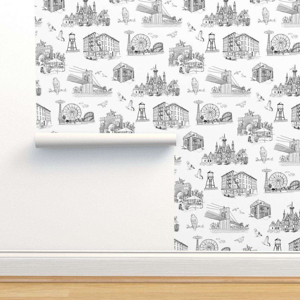Brooklyn Toile - Black and White Wallpaper | Shutterfly