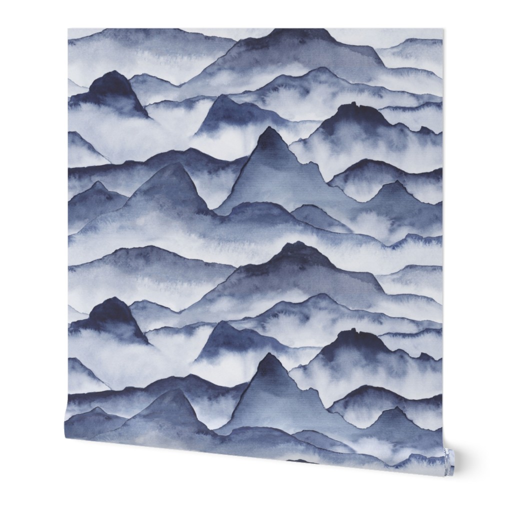 Watercolor Mountains - Blue Wallpaper | Shutterfly