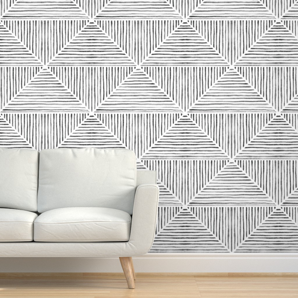 Watercolor Intersecting Lines in Triangles - Neutral Wallpaper | Shutterfly