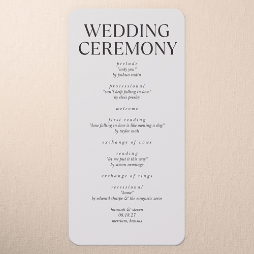 Official Headlines 4x8 Wedding Program by Yours Truly | Shutterfly