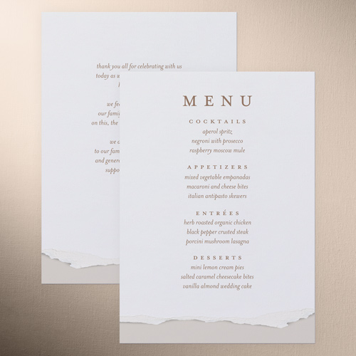 Torn Edge 5x7 Wedding Menu by Yours Truly | Shutterfly