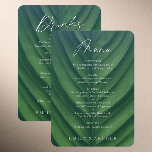 Leafy Lush 5x7 Wedding Menu by Stacy Claire Boyd | Shutterfly
