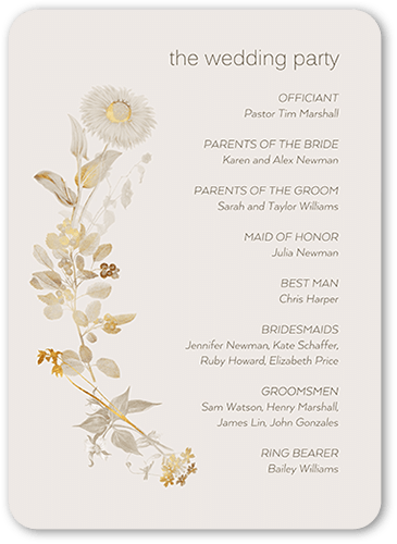 Golden Grace 5x7 Wedding Program by Yours Truly | Shutterfly