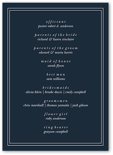 Classic Simple Script 5x7 Wedding Program by Yours Truly | Shutterfly