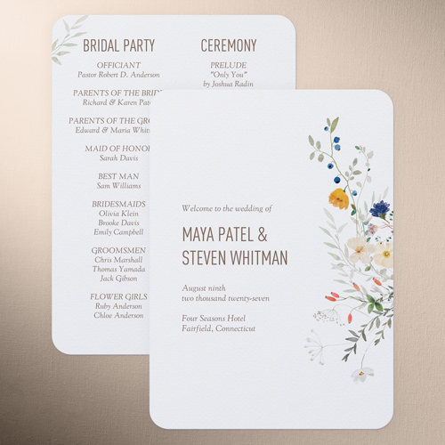 Tranquil Flowers 5x7 Wedding Program by Yours Truly | Shutterfly