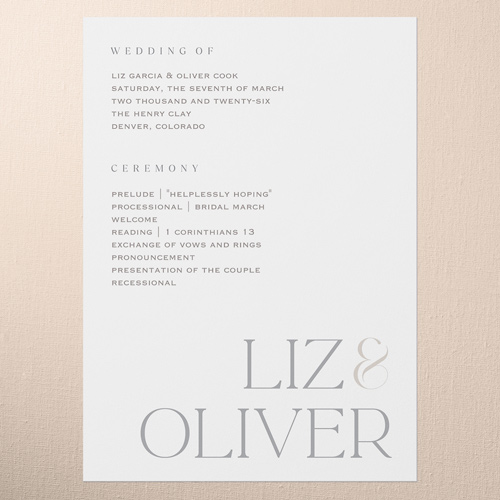Classic Gleam 5x7 Wedding Program by Kelli Hall | Shutterfly