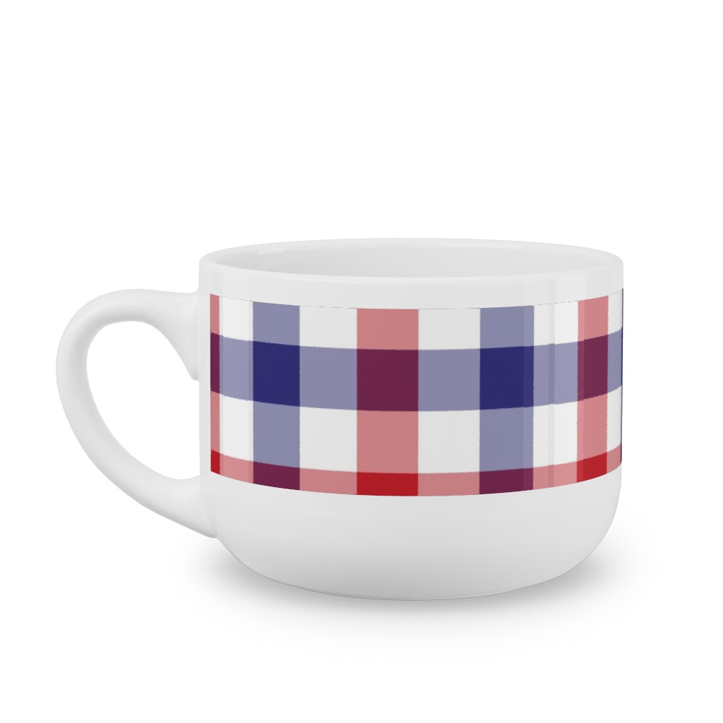 Red White and Blue Gingham Checks Latte Mug | Shutterfly
