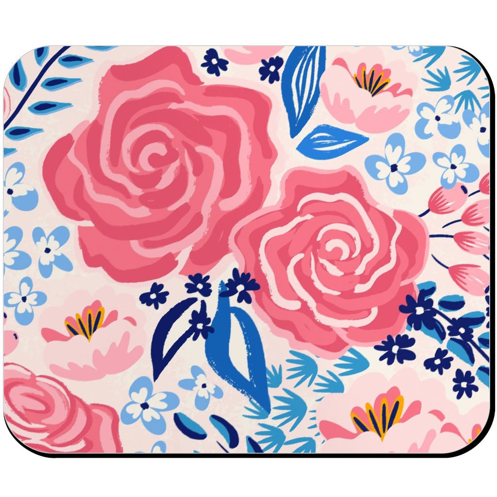 Chintz Roses - Coral and Blue Mouse Pad | Shutterfly