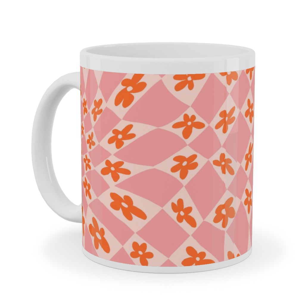 Trippy Checker - Floral - Pink and Orange Salad Plate | Shutterfly