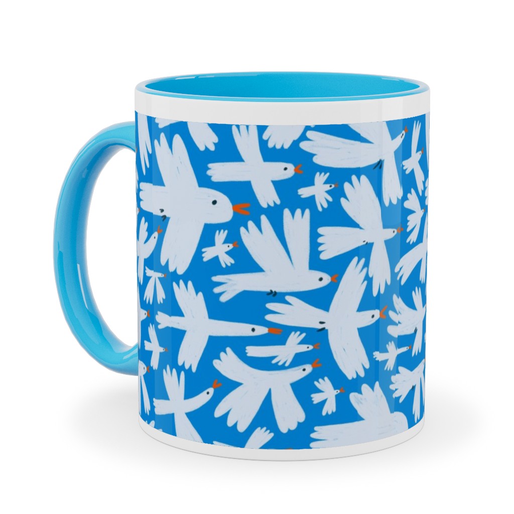 Birds - White on Blue Ceramic Mug | Shutterfly