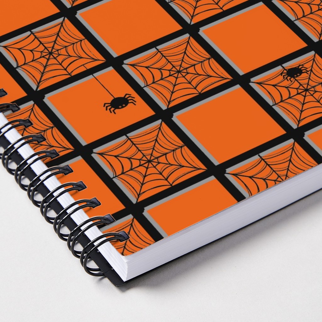 Orange Plaid Spider Webs Notebook | Shutterfly