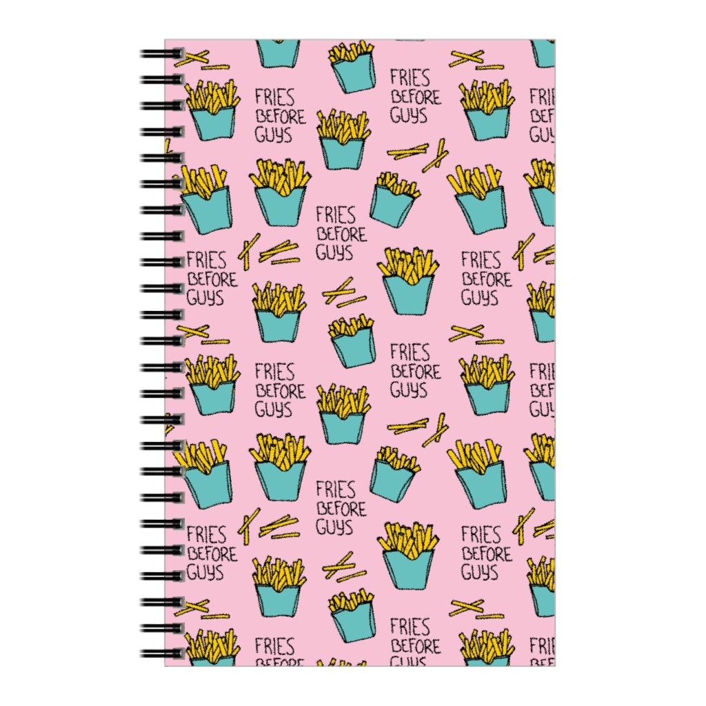 Fries Before Guys - Pop Art Food - Yellow Mint Pink Notebook | Shutterfly