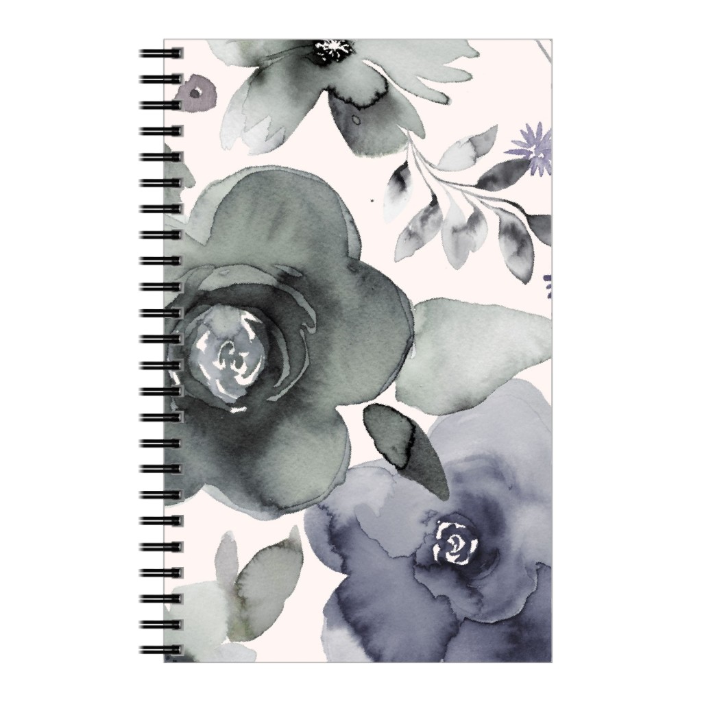 Wintery Watercolor Flower Bouquets - Navy Notebook | Shutterfly