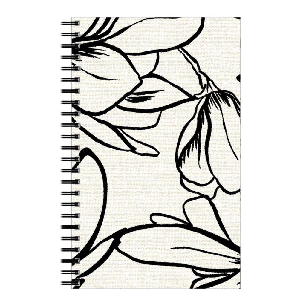 Magnolia Garden - Textured - White & Black Notebook | Shutterfly