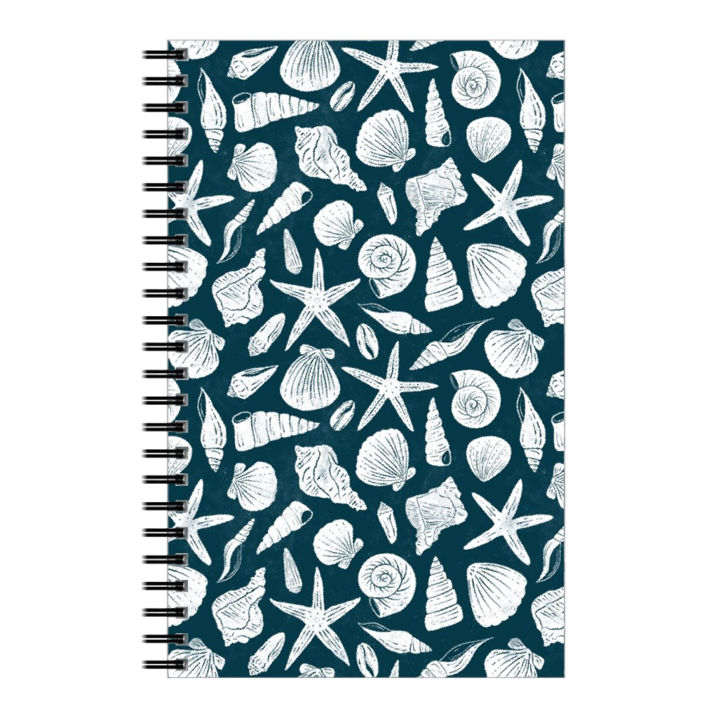 Textured Ocean Seashells - Dark Blue and Cream Notebook | Shutterfly