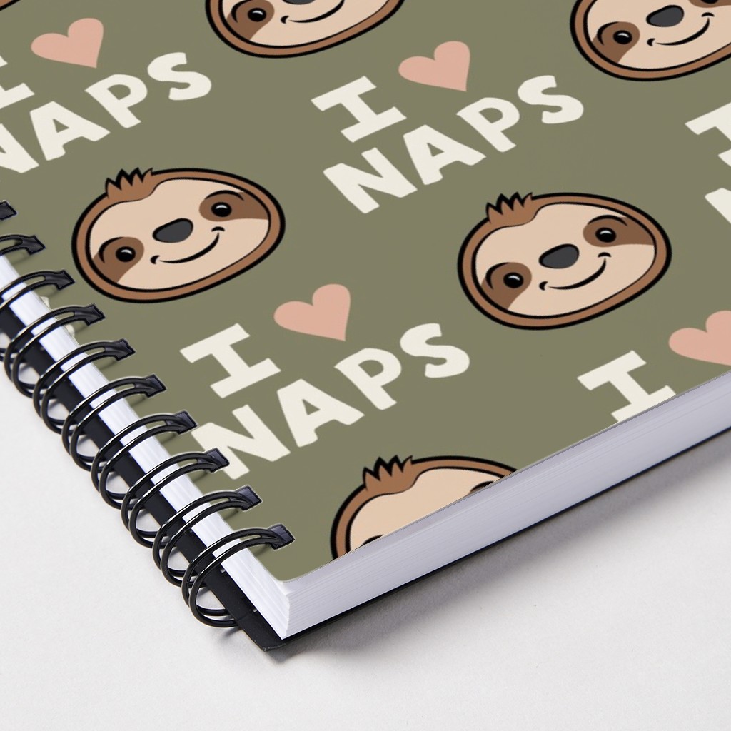 I Heart Naps - Cute Sloths - Olive Green Notebook | Shutterfly