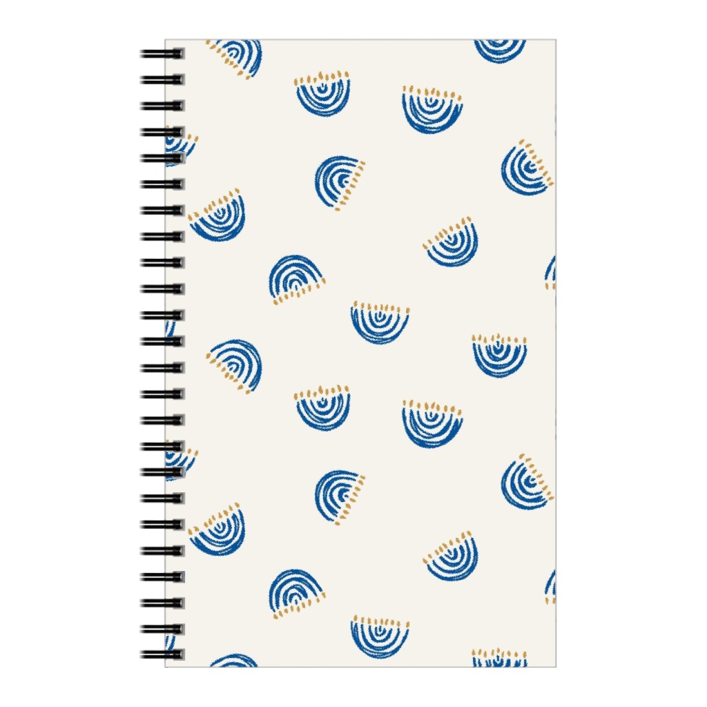 Nine Branch Menorah Tossed in Bright Blue Notebook | Shutterfly