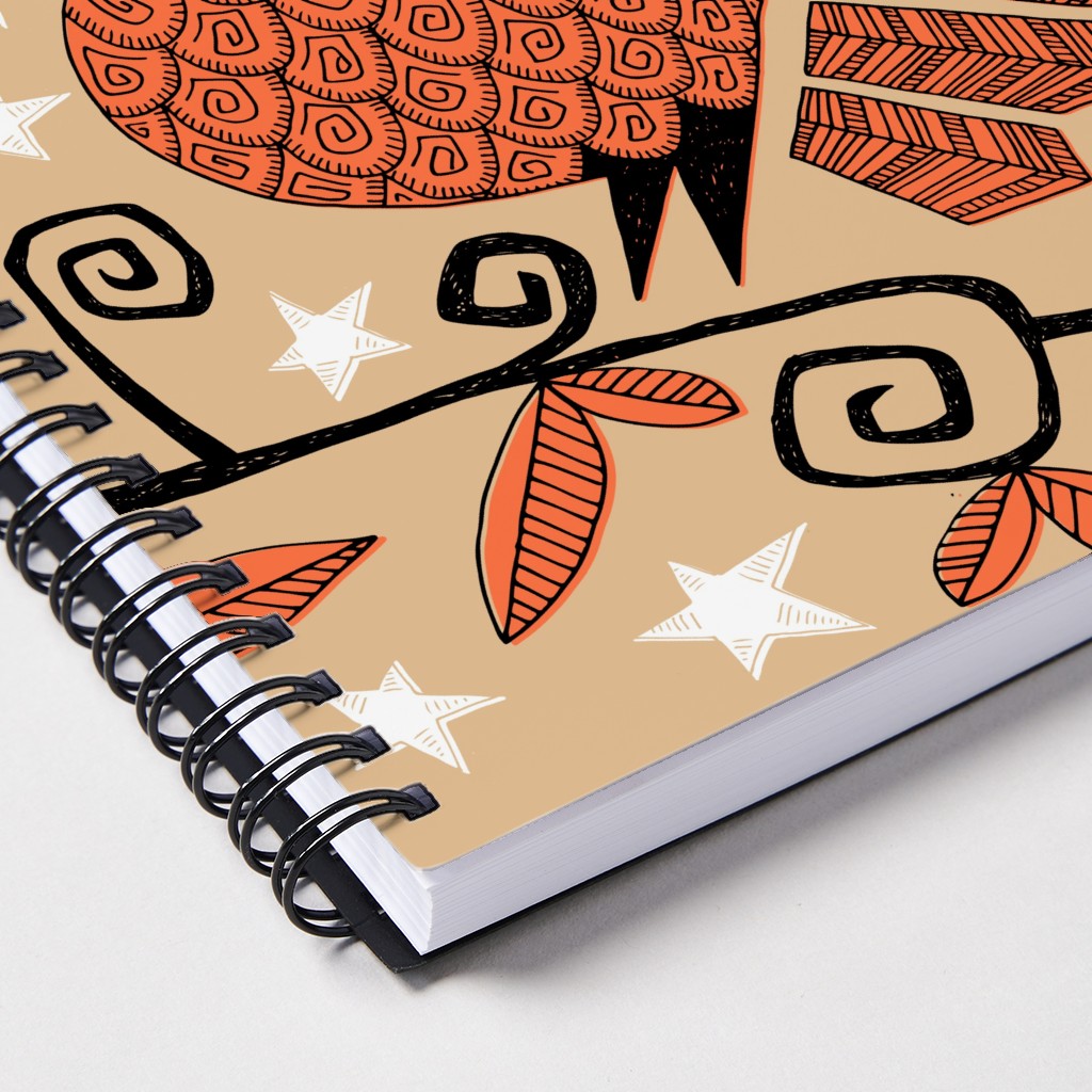 Owl Under the Moon - Orange & Brown Notebook | Shutterfly