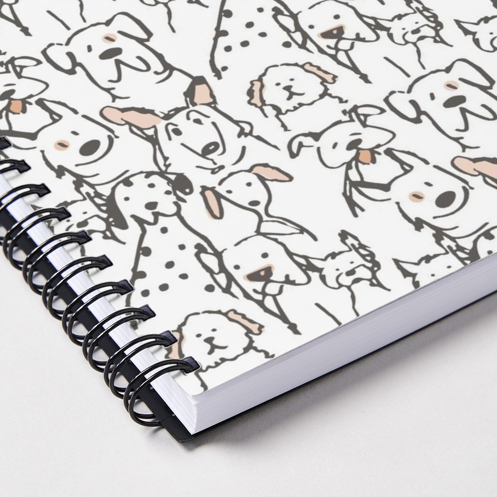 Peach Pop Doodle Dogs - Black and White Notebook | Shutterfly