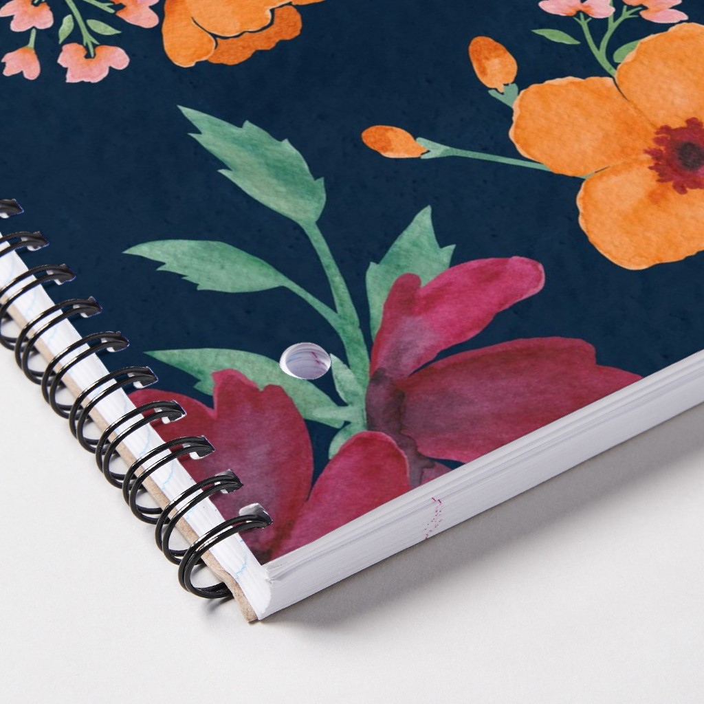 Watercolor Autumn Florals - Navy Notebook | Shutterfly