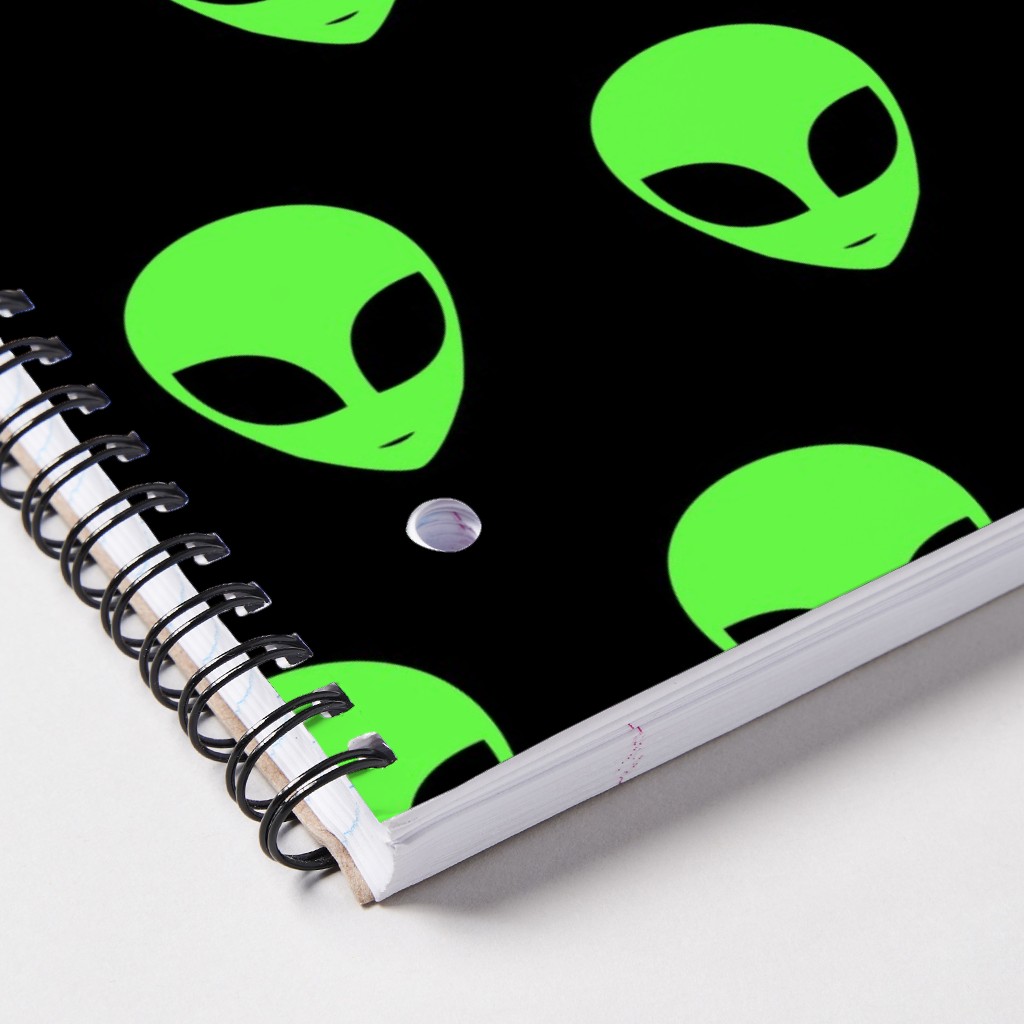 Retro Alien - Neon Green and Black Notebook | Shutterfly