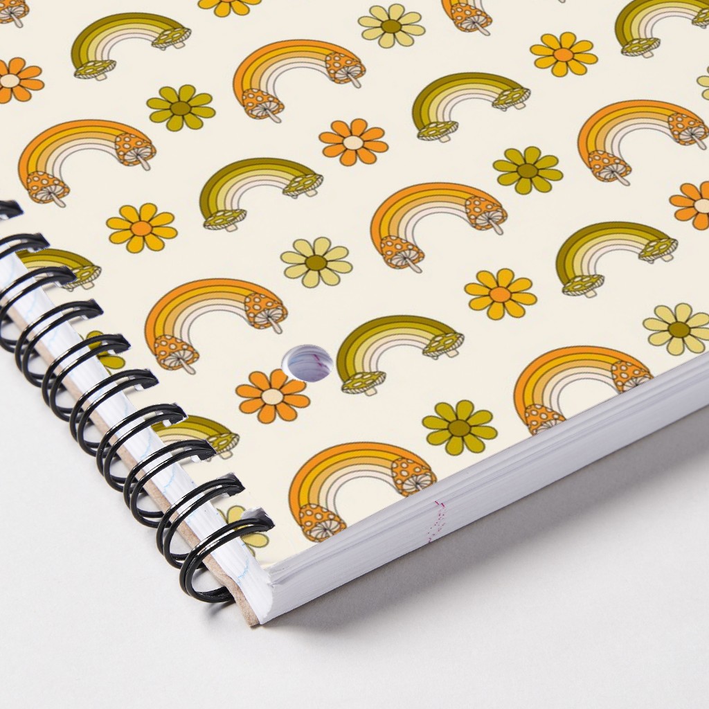 70s Mushroom Rainbow - Retro - Earthy Notebook | Shutterfly