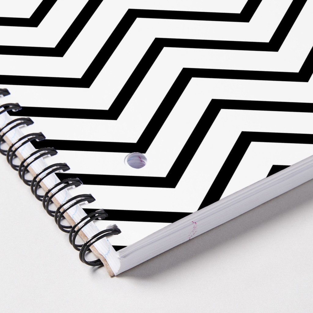 Wavy Lines - Black and White Notebook | Shutterfly