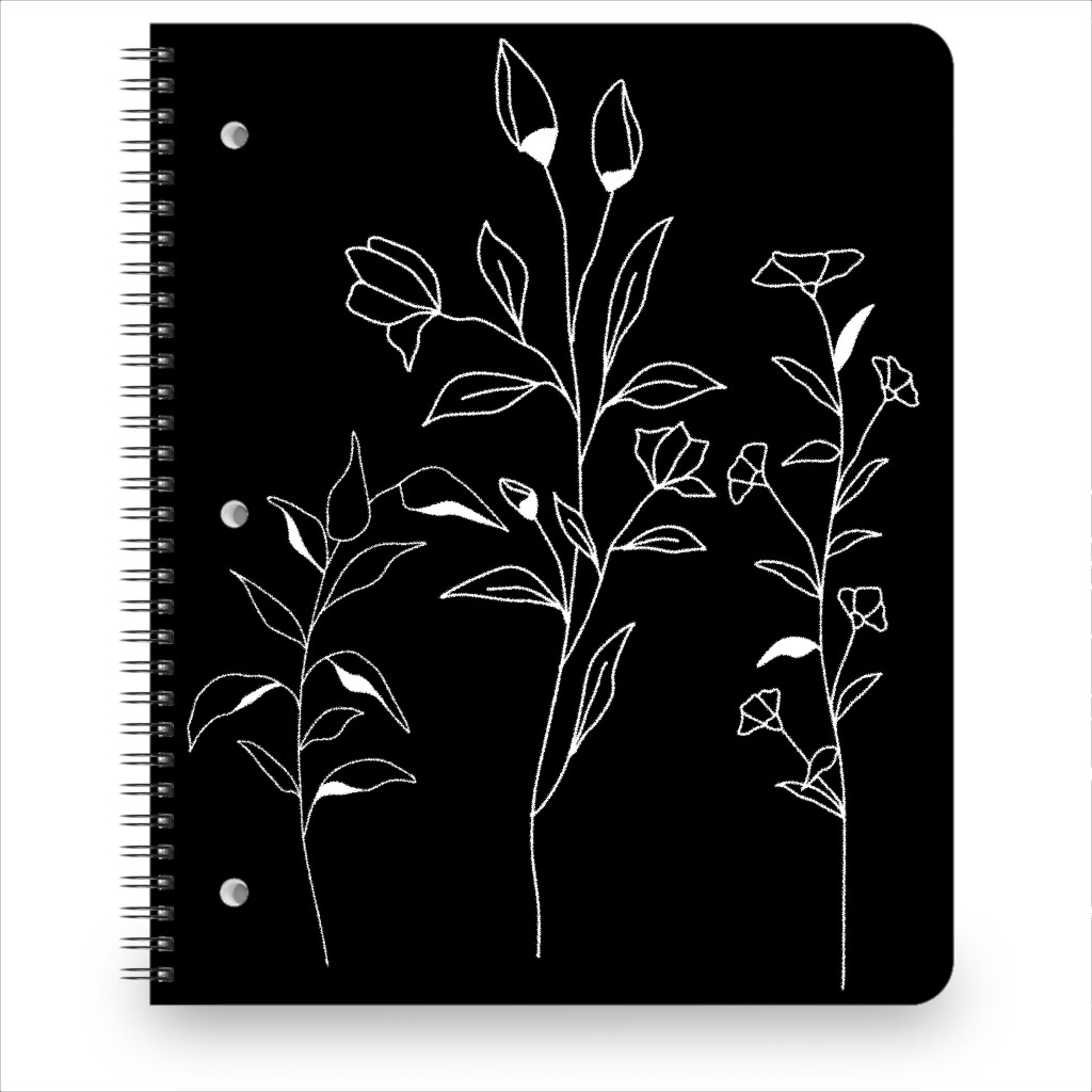 Wildflower Botanical - Black and White Notebook | Shutterfly