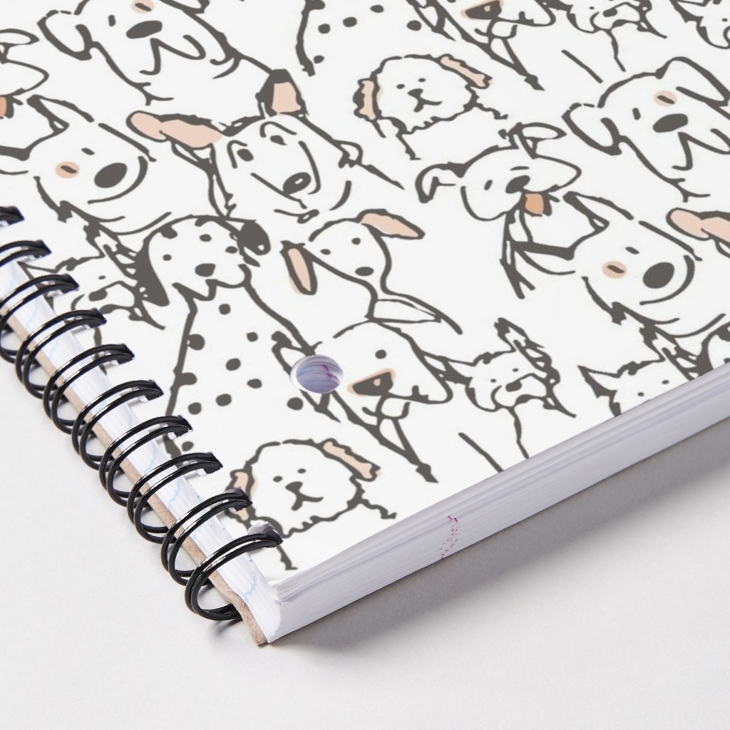 Peach Pop Doodle Dogs - Black and White Notebook | Shutterfly