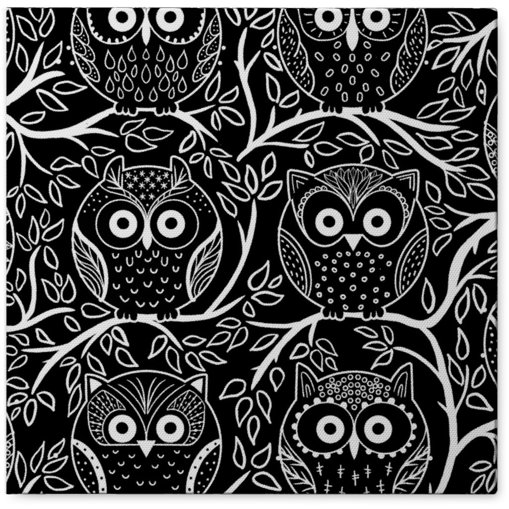 Line Art Owls - Black Photo Tile | Shutterfly