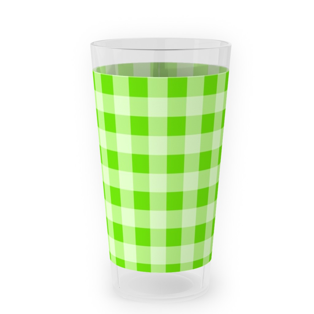 Gingham Checker - Green Outdoor Pint Glass | Shutterfly