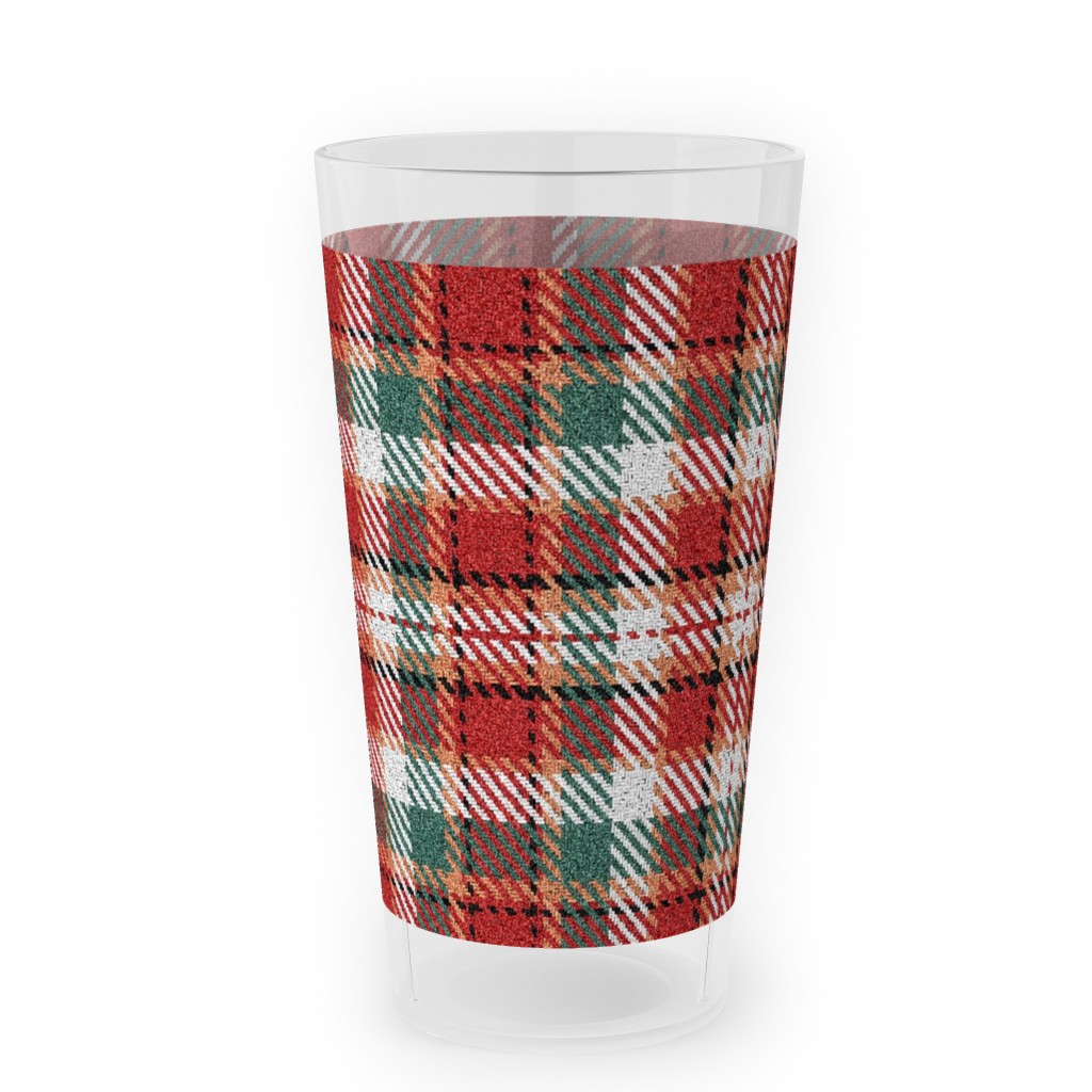 Fuzzy Look Christmas Plaid - Red and Green Outdoor Pint Glass | Shutterfly