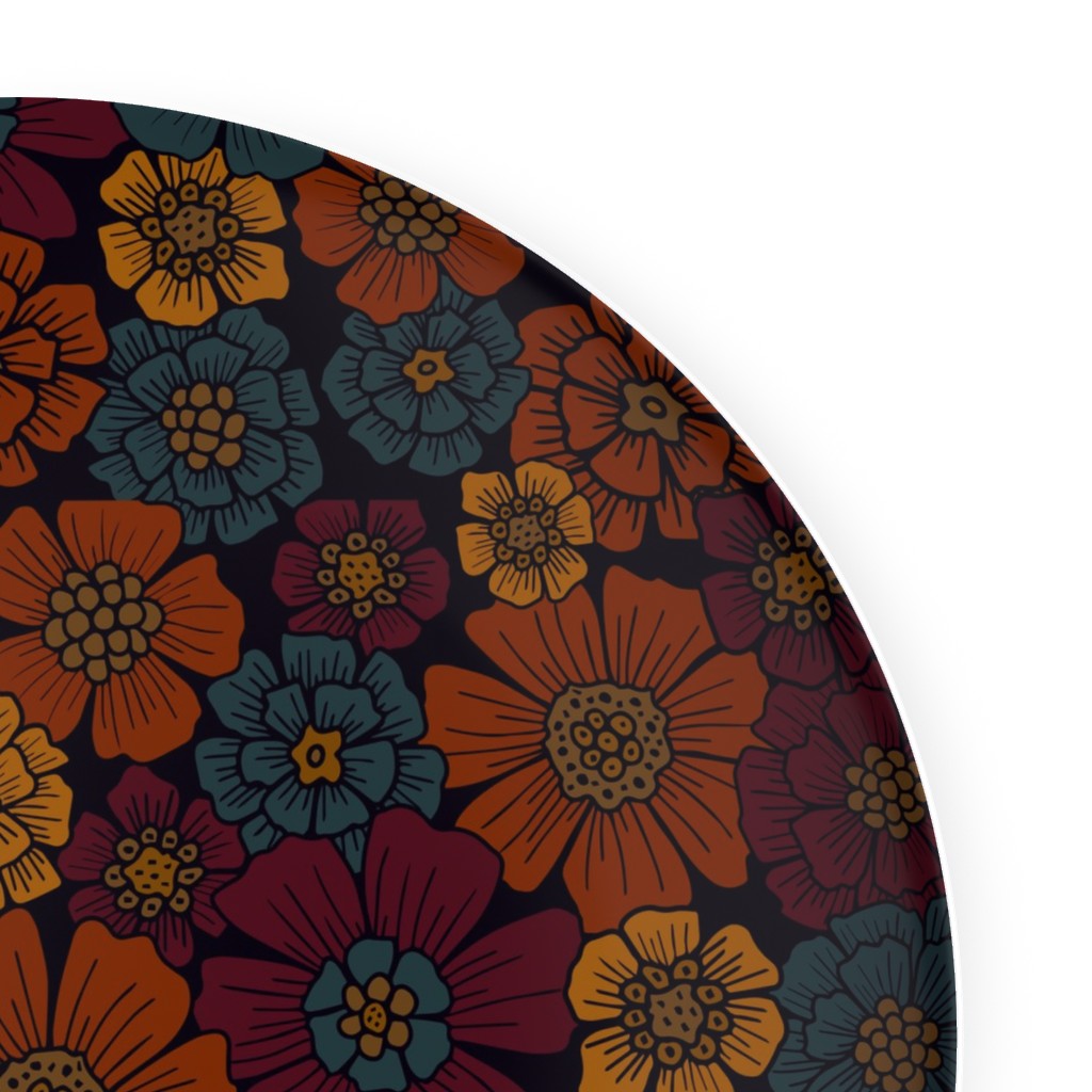 Burgundy, Rust, Mustard & Teal Floral Plates | Shutterfly