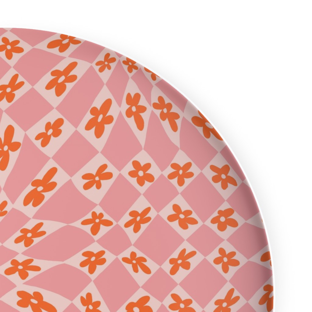 Trippy Checker - Floral - Pink and Orange Plates | Shutterfly