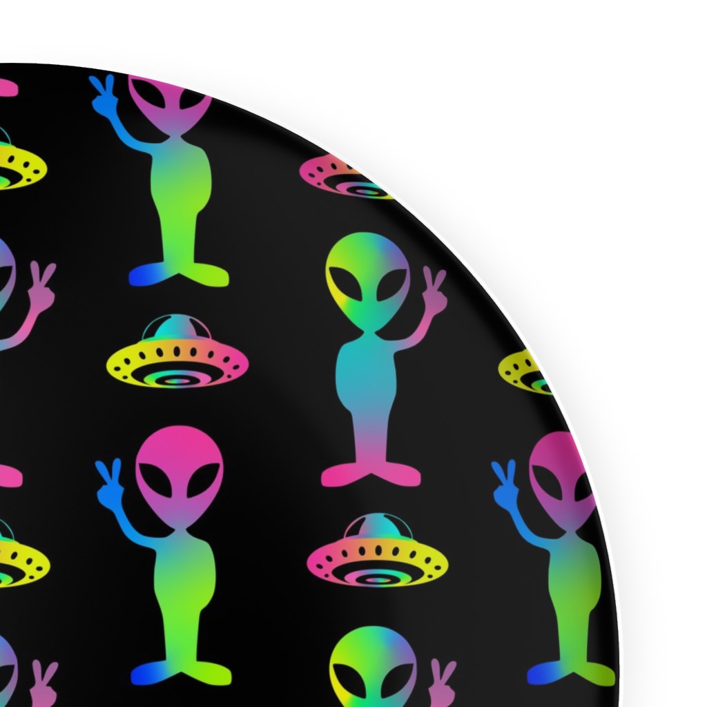 90's Rainbow Aliens and Ufos - Multi on Black Plates | Shutterfly