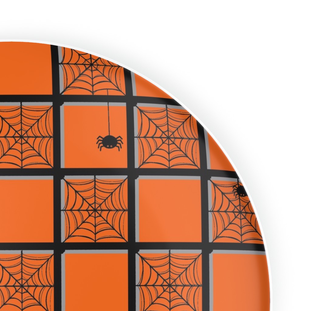 Orange Plaid Spider Webs Salad Plate | Shutterfly