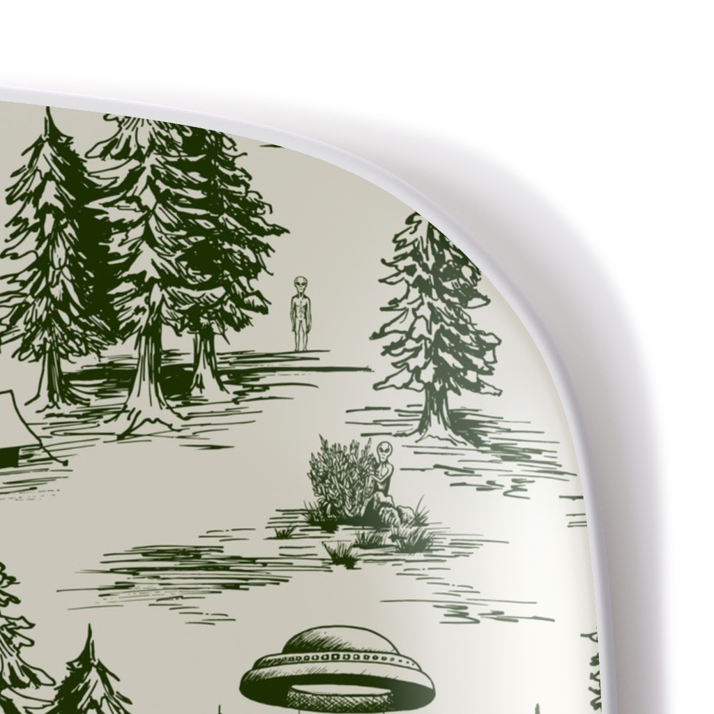 Alien Abduction Toile De Jouy - Forest Green & Cream Serving Platter ...