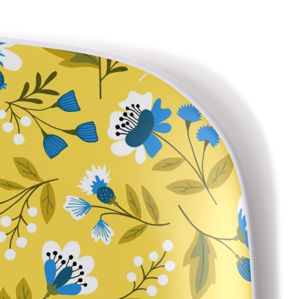 Colorful Spring Flowers - Blue on Yellow Serving Platter | Shutterfly